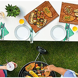 10 Wood Rectangle Trays Rustic Brown Wooden Look Serving Platters 10.75" x 15.75" Heavy Duty Disposable Paper Cardboard Tray for Dessert Cupcake Display Birthday Parties Weddings Table Decor & More