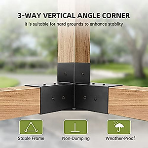 Grehitk Pergola Kit, Pergola Brackets 3-Way Right Angle Corner Bracket Woodworks DIY Post Base Kit, Wooden Beams for Gazebos, Patio Pergolas, Log Cabin Outdoor Pergola Hardware for 4x4 Lumber