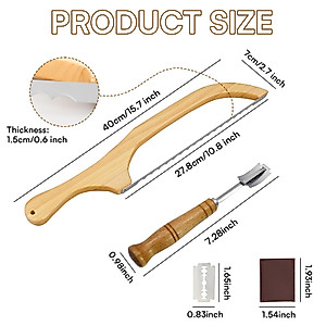 LOVLLE Bread Knife for Homemade Bread- Wooden Bread Bow Knifes sourdough Serrated Cutter Used for slicing bread include a dough whisk, scoring knife for bread baking