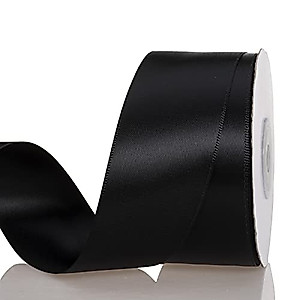 ATRBB 1 1/2 Inches Black Double Faced Satin Ribbon, 25 Yards Solid Color Polyester Craft Ribbon for Gift Wrapping, Bows, Hair Accessories, Baby Shower and Wedding Decor