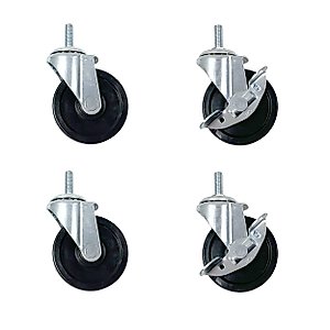 Design Ideas MeshWorks Locking Caster Wheels - Set of 4 Industrial Strength Wheels for Metal Shelving Units, Compatible with The MeshWorks 5-Tier Unit, Narrow Unit, Entryway Bench, and Utility Unit.