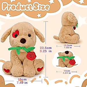 Valentines Day Gifts for Her Women Girlfriend Kids Funny Cute Plush Stuffed Animal Puppy Dog with Rose Gifts for Daughter Wife Mom Fiancée Birthday Wedding Graduation Present