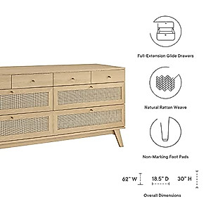 Modway Soma 8-Drawer Double Dresser in Oak