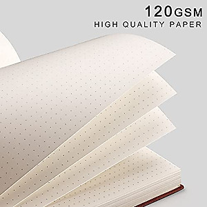 AHGXG Dotted Bullet Grid Journal 2 Pack - A5 Dot Grid Notebook Softcover, Medium 5.75'' × 8.38'', 320 Numbered Pages, 120gsm Thick Dotted Paper, Soft Leather Cover (Black Green)