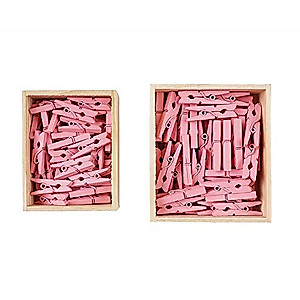 DCRAFTSUPPLY 50 Pcs Mini Craft Clothespins Wood 1" Multi Color Wooden Peg Photo Paper Clothespin Craft Clips Party Favor