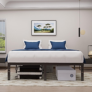 AUTSTA Full Size Bed Frame Easy Assembly, Bed Frame Full Size No Box Spring Needed, Heavy Duty Metal Platform Full Bed Frame with Plenty of Room for Storage