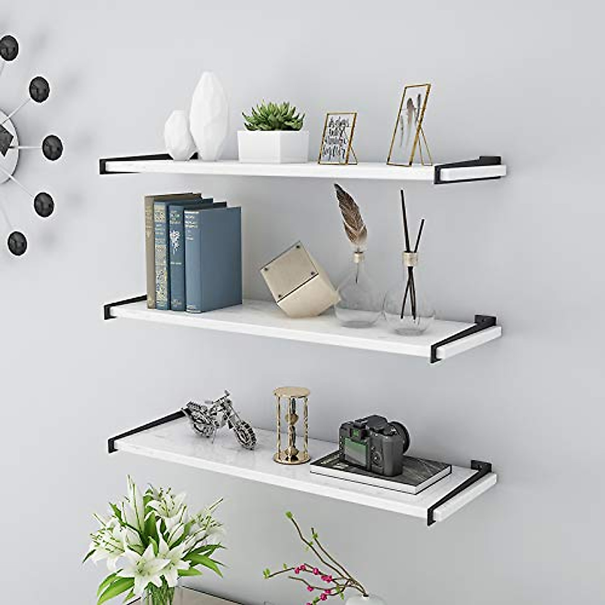 XDD Floating Shelf Light Luxury Marble Shelf Metal Bracket Bathroom Storage Kitchen Wall Shelf Bathroom Wall in-line Partition Multiple Colors
