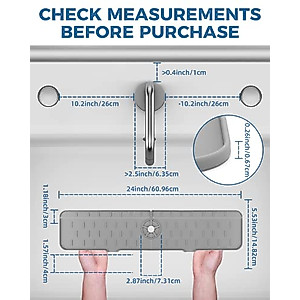 Kitchen Sink Splash Guard - 24 inch Silicone Faucet Handle Drip Catcher Tray, Dish Soap Sponge Holder Mat Behind Faucet, Kitchen Gadgets Sink Accessories Drying Mat Sink Caddy Organizer for Kitchen