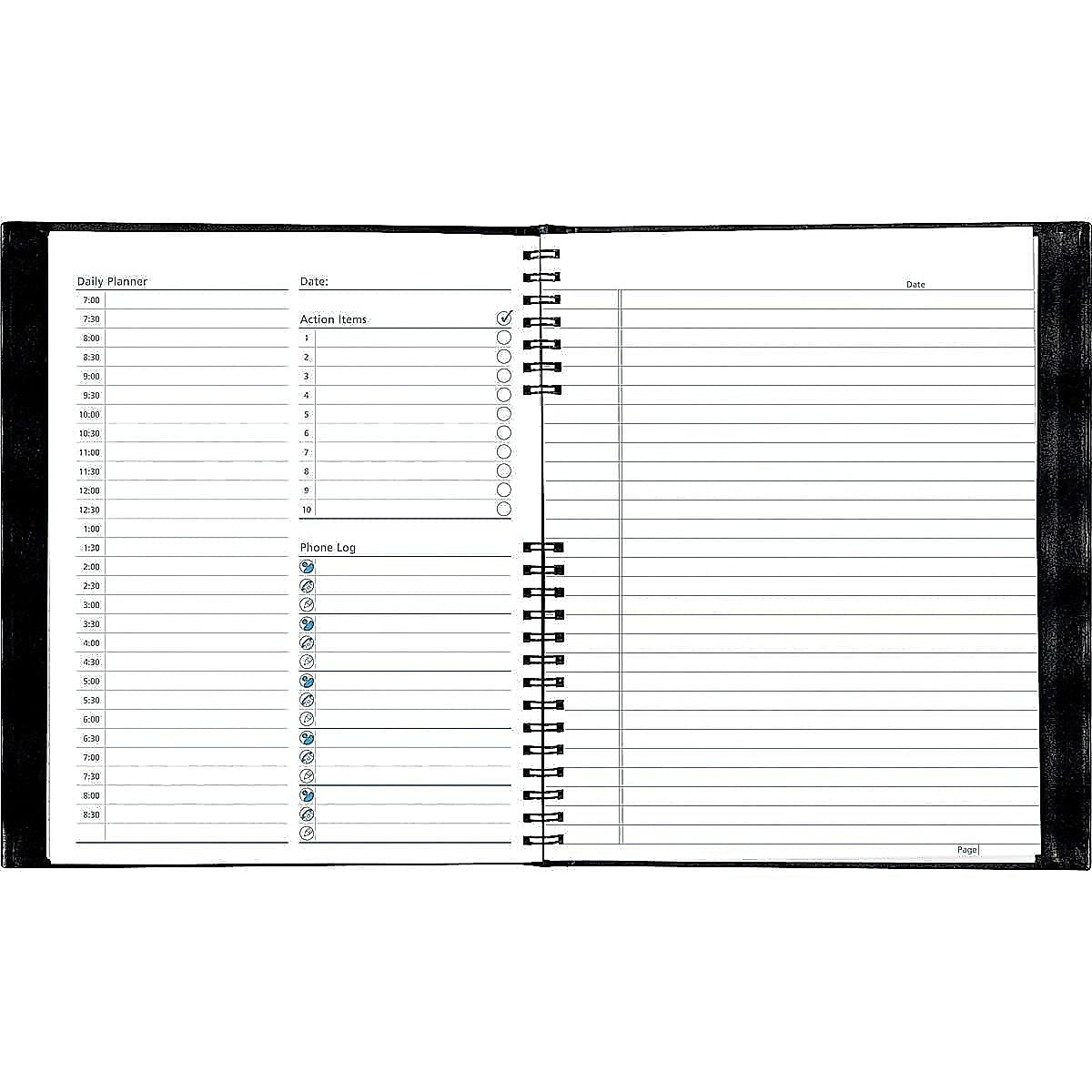 NotePro Undated Daily Planner, Black, 200 Pages,10 3/4 x 8-1/2 Inches