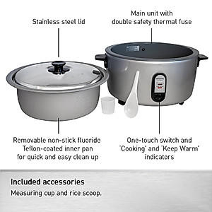 Panasonic Commercial Rice Cooker, Extra-Large Capacity 60-Cup (Cooked), 30-Cup (Uncooked) with One-Touch Operation and Durable Non-Stick Coated Pan - SR-GA541FH – Silver