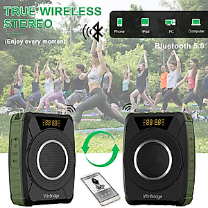 Portable Bluetooth Voice Amplifier with Wireless Mic Headset, Waterproof Personal Microphone with Speaker Portable PA System, 20W Loudly Megaphone for Teachers, Safety Drills, Outdoors Indoors