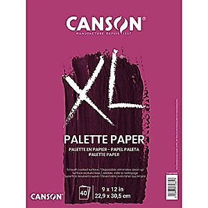 Canson Foundation Disposable Palette Pad, Coated Paper, Fold Over, 9 x 12 Inch, 40 Sheets, 9" x 12", Pink