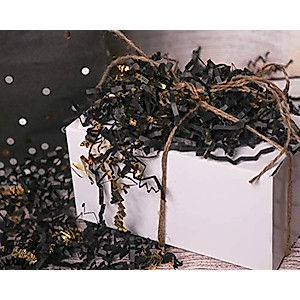 MagicWater Supply Crinkle Cut Paper Shred Filler (2 LB) for Gift Wrapping & Basket Filling - Black & Gold