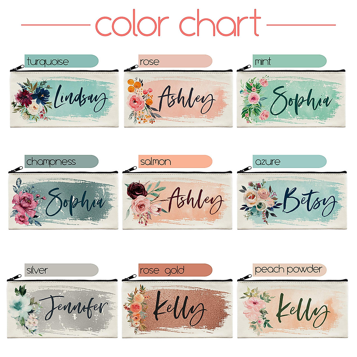 Bridesmaid Proposal Gifts - Personalized Makeup Bag for Women - 9 Colors - Custom Cosmetic Bag for Girls w/Name - Monogrammed Cosmetic Pouch