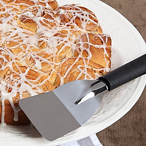 Rada Cutlery Mini Dessert Server 7-1/2 Inch Stainless Steel Small Spatula Resin, Made in the USA, Black Handle