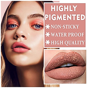 IONSGAKO Matte Nude Lipstick Velvet Lip Gloss Non-Fading Non-Sticky Cup Nude Lipstick Matte Lip Stain Long Lasting Waterproof Lipstick for Women Girls Daily Lip Makeup - White Peach
