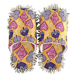 Mandala Poker Mop Slippers Shoes Cover for Floor Cleaning Washable Dust Hair Dirty Cleaners Microfiber Mop Socks for Kitchen Office House