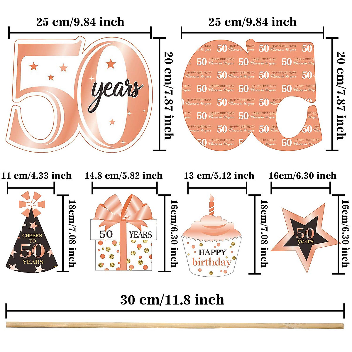 Blulu Birthday Centerpieces for Tables Birthday Decorations Set Birthday Party Sticks Table Cake Toppers Anniversary Party Decorations for Women