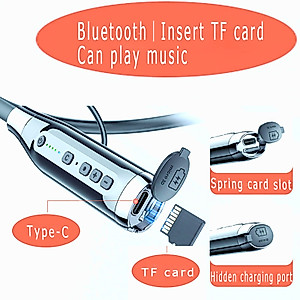 Bluetooth Headphones Neckband Wireless HeadsetTF card can be insertedwith MP3function100 Hours Long Battery Life Built-in Noise Cancelling Microphone Semi-in-Ear Earbuds foRunningDrivingWorking