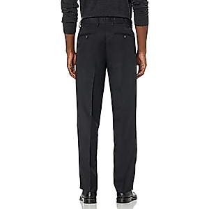 Amazon Essentials Men's Classic-Fit Expandable-Waist Pleated Dress Pant, Black, 42W x 30L