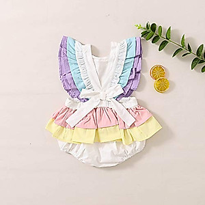 Newborn Infant Baby Girl One 1st Birthday Ruffle Sleeveless Romper Tutu Dress Jumpsuit Bodysuit Cake Smash Outfits (White-Crown, 6-12 Months)