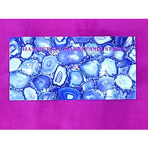 Blue Agate Table Top/Back splash, 24 x 18 Inch, Customize Size, Counter Top Blue Agate Rectangle Table, Rectangular Agate Table