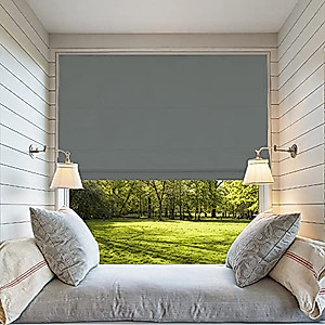 SUNFREE Cordless Roman Shades for Windows, Blackout Room Darkening Roman Blinds, Thermal Insulated Window Blinds Treatment, Washable Roman Blind for Living Room, Bedroom, Kitchen, 34" x 64", Grey