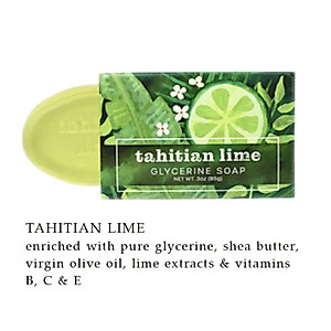 Greenwich Bay Trading Co., Fresh Fruit Collection, Set of 4 Glycerine Bar Soaps, 3 Oz. Each - Coconut Mango, Meyer Lemon, Tahitian Lime and Valencia Orange