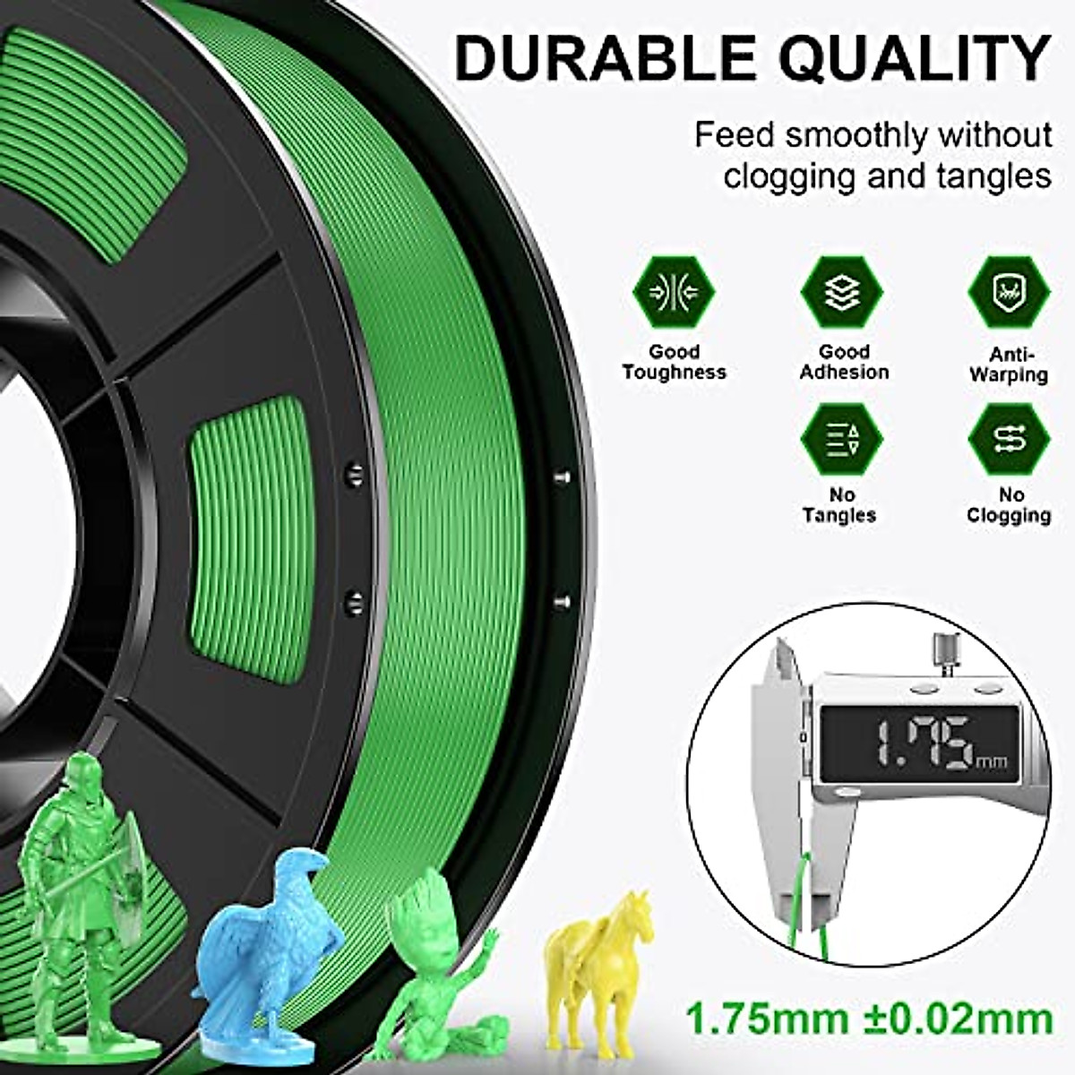 WEEFUN 3D Printer Filament Bundle 250g X 4 Spools, PLA Filament 1.75mm 3D Printing Material, Four Bright Color PLA Filaments Kit for 3D Printer Green/Light-Green/Yellow/Sky Blue, Fit Most 3D Printers