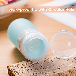 MICEBAY Condiment Squeeze Bottles for Sauces, 2-oz Mini Silicone Salad Dressing Container to Go with Reusable Sandwich Bag, Leakproof Ketchup Bottle for Bento Lunch Box, 4 Pack, Candies