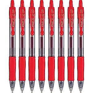 PILOT G2 Premium Refillable & Retractable Rolling Ball Gel Pens, Bold Point, Red, 8-Pack (15322)