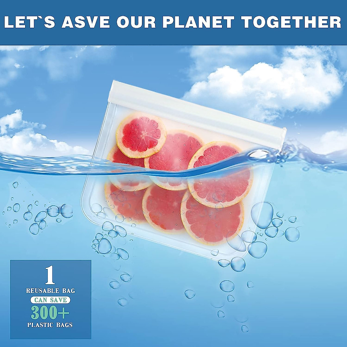 Coupount 10 Pack Reusable Ziplock Bags Silicone,Reusable Food Storage Bags,Leakproof Reusable Freezer Bags, BPA Free Reusable Food Storage Bags