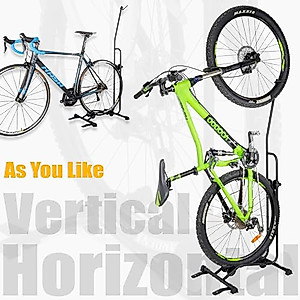 CyclingDeal Upright Bike Stand - Premium Quality Vertical & Horizontal Adjustable Bicycle Floor Parking Rack - Safe & Secure for Storing MTB Road Bikes - Pack of 2