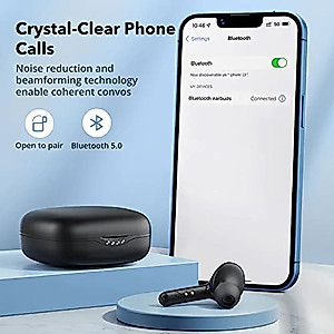 TAO Boltune Wireless Earbuds, Upgraded Bluetooth V5.2 in-Ear Stereo Wireless Headphones USB-C Quick Charge Bluetooth Earbuds IPX8 40 Hours Playing Time