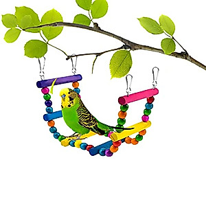 Holyfire Bird Toys 11PCS, Parakeet Toys Climbing Ladder Bird Swing Hanging Chewing Colorful Toys for Budgie, Cockatiel, Conure, Cockatoo, Love Birds, Finches, Mynah