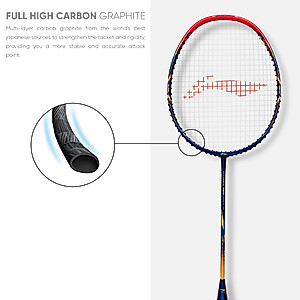 Li-Ning G-Force Superlite 3500 Carbon Fiber Unstrung Badminton Racket with Full Cover (Navy, Red) (AYPQ094-5)