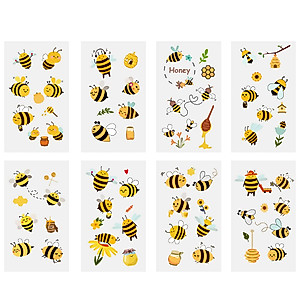 24 Sheets Bumble Bee Temporary Tattoos, Birthday Decorations Bee Party Favors