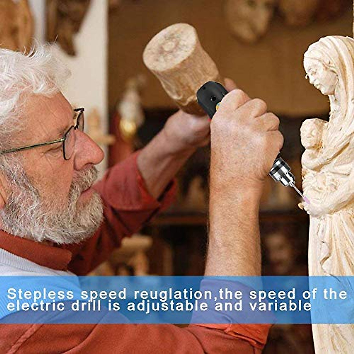 72W Micro DIY Electric Handle Drill ，Adjustable Variable Speed Mini Hand Held Power Tools Hobby Drill Electronic Grinder/Metal Jewelry, Wood, Jade, Small Handicraft,Collection Hobby,Drilling,Grindin