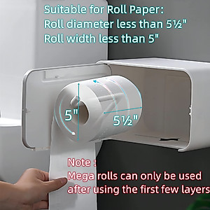 Outdoor Waterproof Toilet Paper Holder for Bathroom - Pet Proof Plastic TP Tissue Holder Dispenser Full Cover Adhesive Mounted for Small RV TP Roll