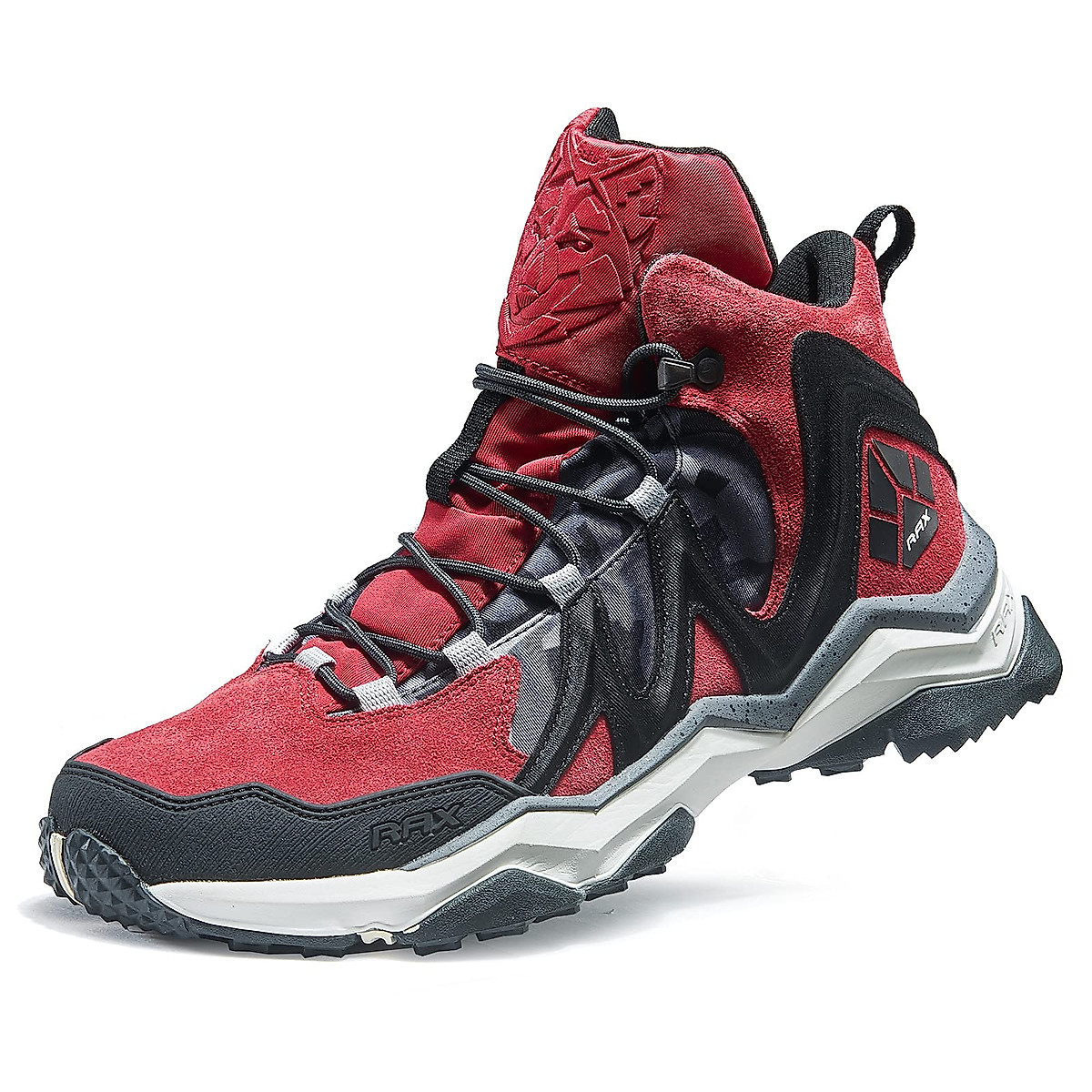 RAX Men's Ankle High Waterproof Hiking Boots Outdoor Lightweight Shoes (Red, numeric_8)