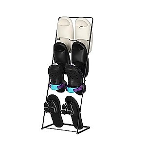 Fogein Foldable Slipper Rack,4 Tiers Shoes Rack Entryway Shoes Storage Organizer Metal Slippers Shelf Shoes Stand,Space Saving Shoes Storage Shelf for Entryway Living Room Bathroom,Black