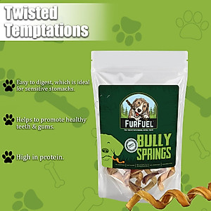 FURFUEL Spiral Bully Sticks - Premium Single-Ingredient Chew for Dogs - Made from Beef Pizzle - Bully Stick Springs for Dogs are Low Odor & Healthy (6 Pack)