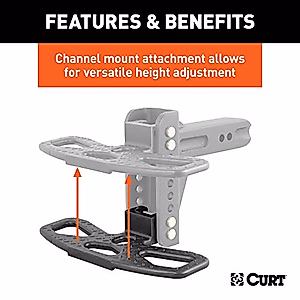 CURT 45909 Folding Hitch Step for Adjustable Channel Mount 17.1 x 8.5 x 2.7 inches