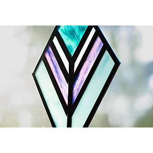 Mushroom Wreath Stained Glass Window Hanging (Turquoise) - Aesthetic Room Decor Sun Catchers for Home Decoration, Kitchen, Office, and Garden Decor. Home Decor Birthday Gift for Women