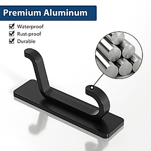 pickpiff Door Hook, Extra Sticky 10LB (Max), Stainless Holder for Hanging Towel, Coat, Cloth, Purse, Hat, Key, Black Wall Mounted Self-Adhesive Hanger for Shower Kitchen Bathroom Heavy Duty