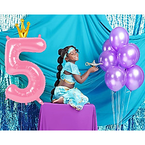 40 Inch Number Balloon 5, 5th Birthday Balloon, Pink Five Year Old Balloon Decorations, 5 15 50 Number Balloons Party Supplies Wedding Anniversary