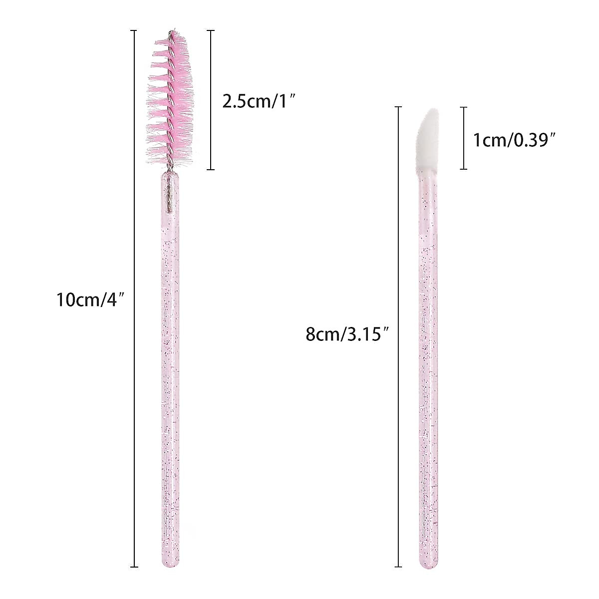iminoo 200 PCS Disposable lip wands and mascara wands, Disposable Mascara Lipstick Makeup Brushes Eyelash Lip Gloss Brushes Applicators Makeup Tool (200, Crystal Pink)