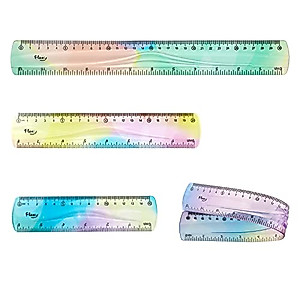 3pcs Flexible Rulers for School, 12/8/6 inch Bendable Ruler Soft Plastic Rulers Bulk Flex Ruler with Centimeter and Inch Scales for Students Kids Classroom Office Home Supplies(Gradient Colored)