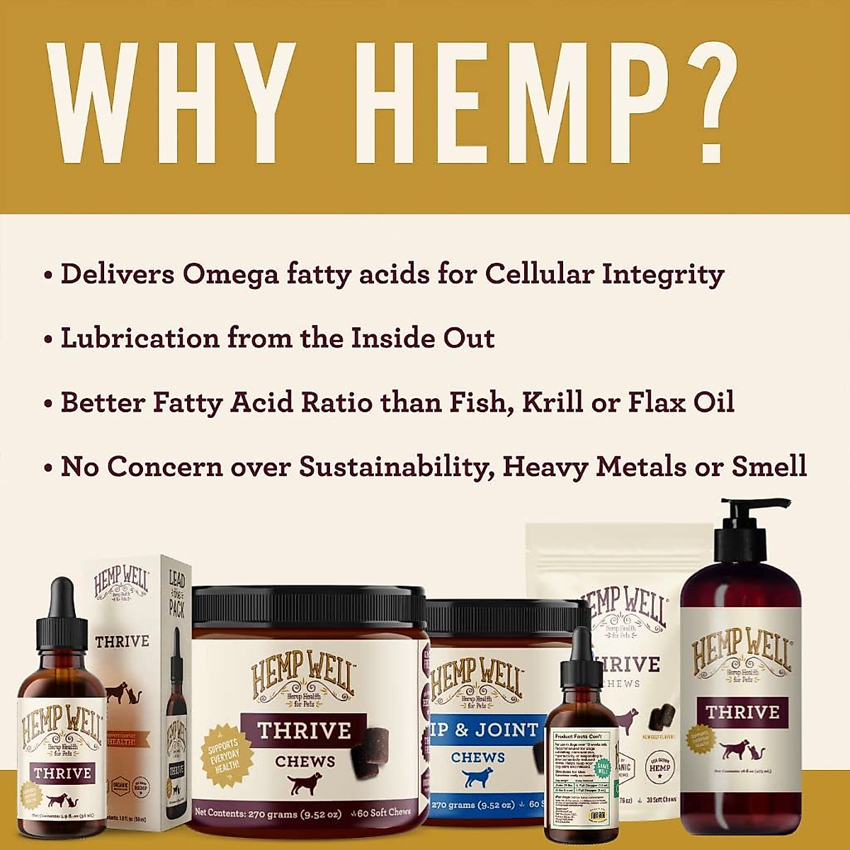 Hemp Well Thrive Pet Oil for Cats and Dogs, Everyday Supplement for Overall Health, Hip, Joint, and Heart Health, Organically Sourced - 8 Ounce