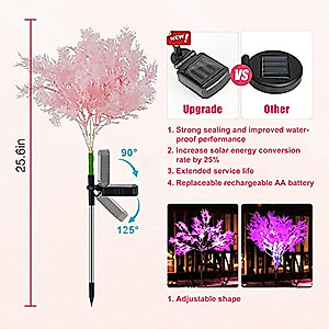 Solar Lights Outdoor Decorative 4PK, Solar Flowers Pink Rime Flower Design, Solar Powered Flowers Light Dusk to Dawn, Solar Flowers Lights Outdoor Garden Waterproof IP65 for Garden Yard Decorations